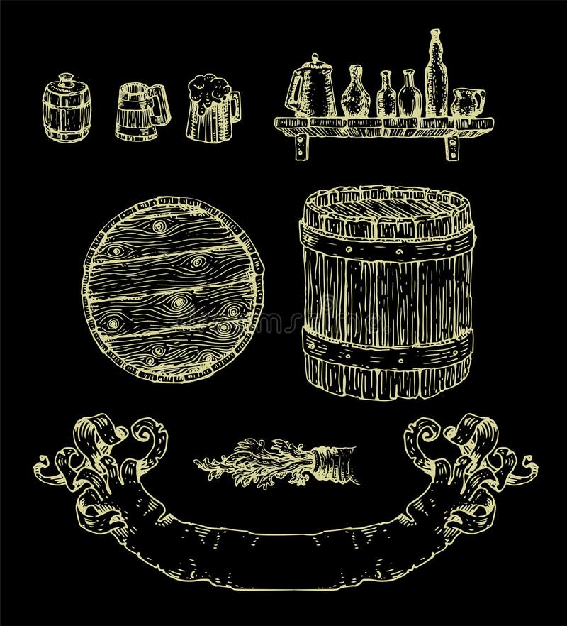 Sign Design for a Pub or Wine Bar. Freehand Drawing Stock Vector ...