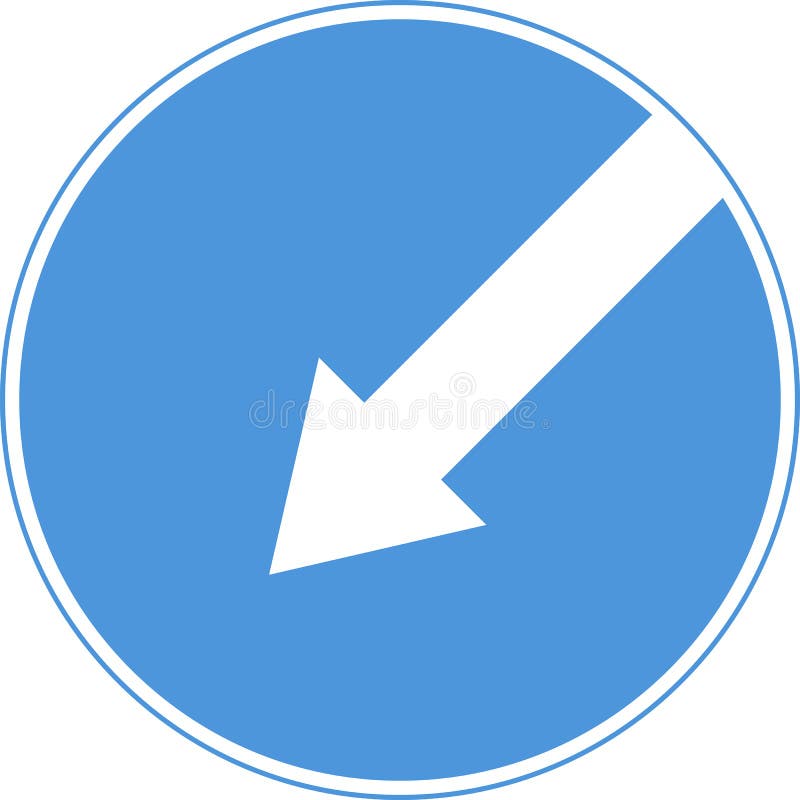 Sign Detour Obstacles on the Left. Blue Circle Stock Vector ...