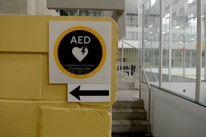 AED Emergency Sign editorial photography. Image of external - 115408532