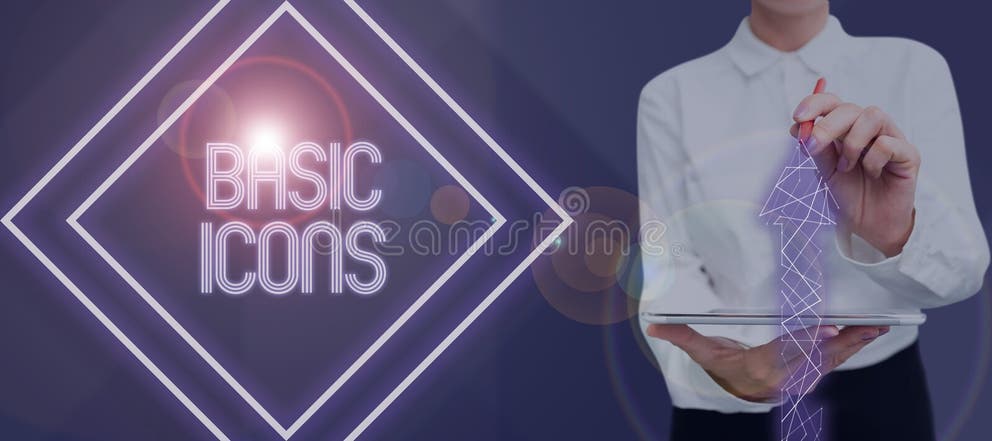 Sign Displaying Basic Icons. Business Overview Pictogram or Ideogram ...