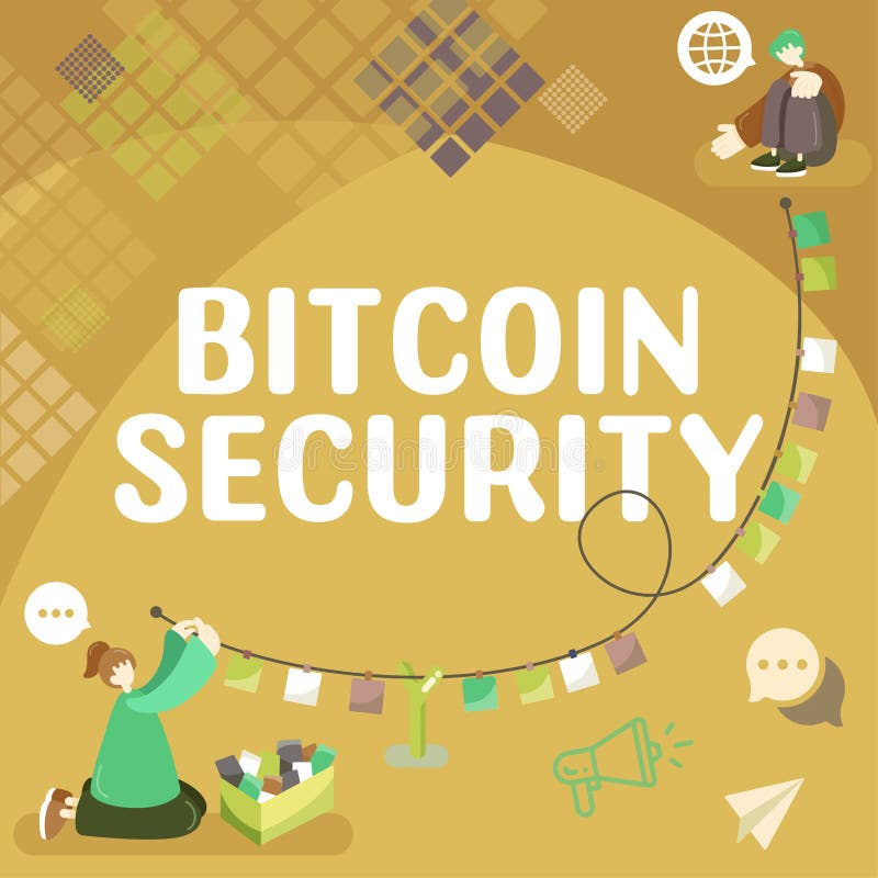 Sign Displaying Bitcoin Security. Business Approach Funds are Locked in ...