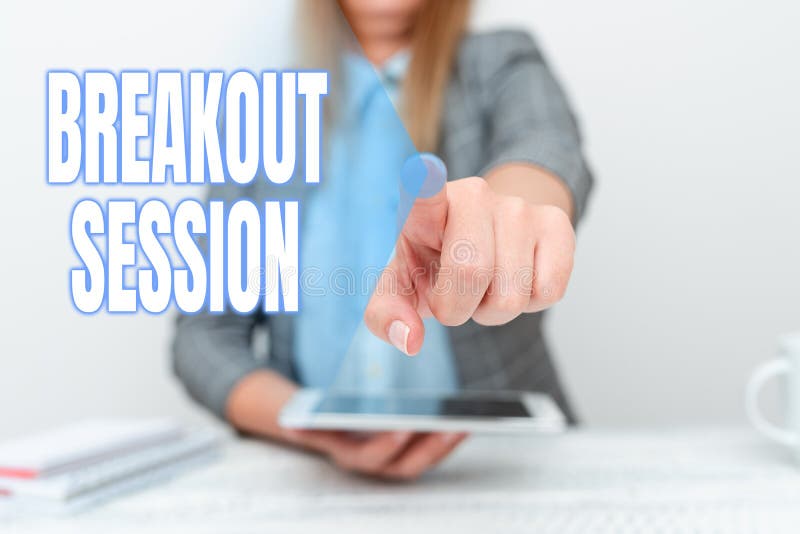 Sign Displaying Breakout Session. Word Written on Workshop Discussion ...