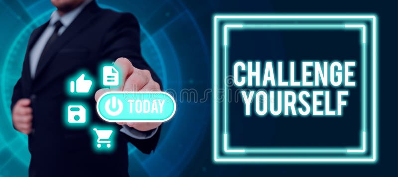 Text Caption Presenting Challenge Yourself. Business Overview Written ...