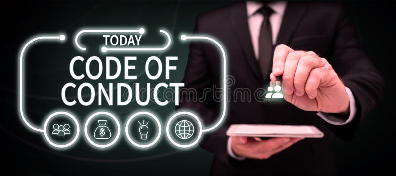 Sign Displaying Code of Conduct. Internet Concept Ethics Rules Moral ...