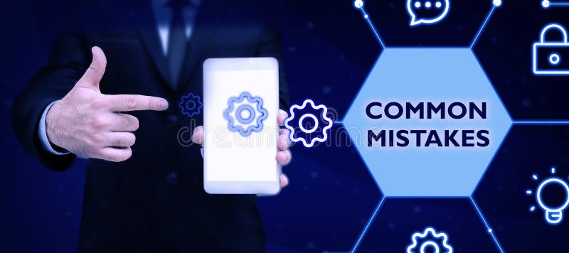 Sign Displaying Common Mistakes. Word for Actions that are Often Used ...