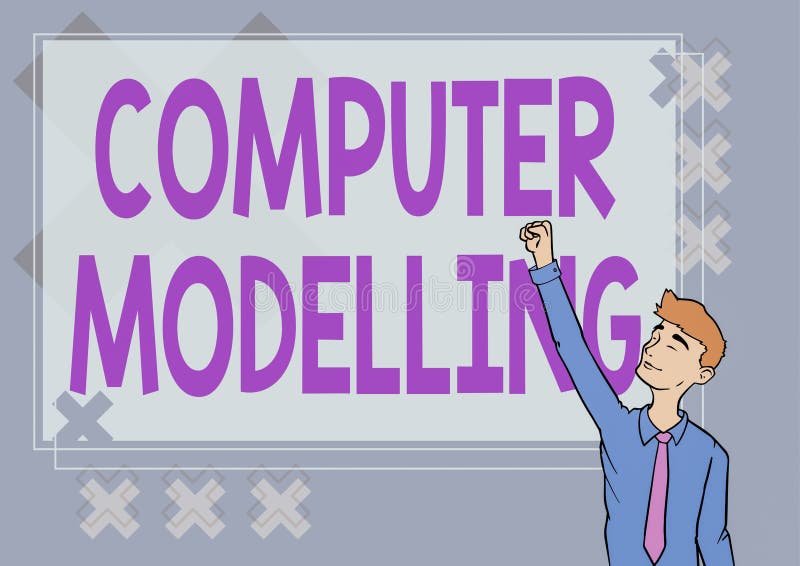 Hand Writing Sign Computer Modelling. Business Concept Using a Computer ...