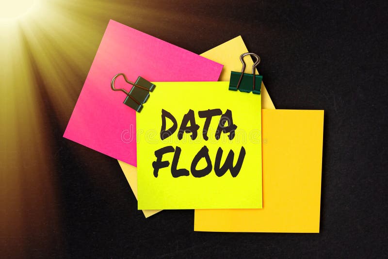 Sign Displaying Data Flow. Business Concept the Movement of Data through a System Comprised of ...