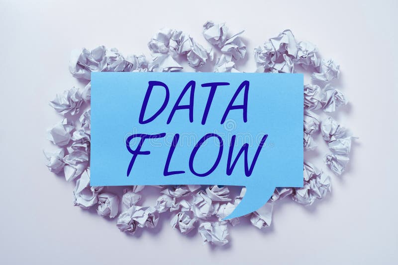Text Sign Showing Data Flow. Business Concept the Movement of Data through a System Comprised of ...