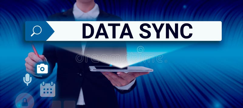 Sign Displaying Data Sync. Word Written on Data that is Continuously ...