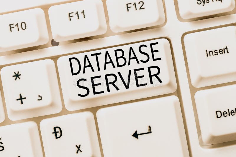 Sign Displaying Database Server Concept Meaning Uses A Database Application That Provides