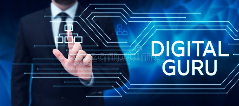 Sign Displaying Digital Guru. Business Overview Teacher and ...