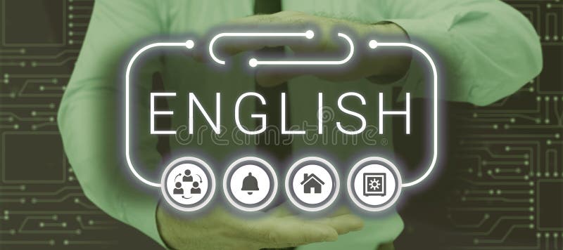 Sign Displaying English. Word for Possible Communication between ...