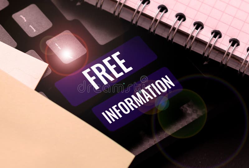 Sign Displaying Free Information. Word Written on Knowledge Obtained ...