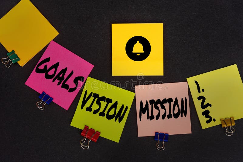 Sign Displaying Goals Vision Mission. Concept Meaning Practical ...