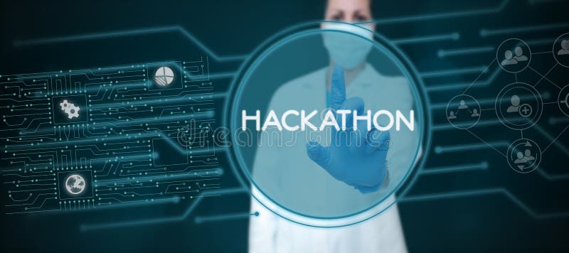 Sign Displaying Hackathon. Internet Concept Event Where Large Number of ...