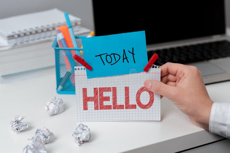 Writing Displaying Text Hello. Word for Alteration of Hallo Which Was ... Writing Displaying Text Hello. Word for Alteration of Hallo Which Was ...