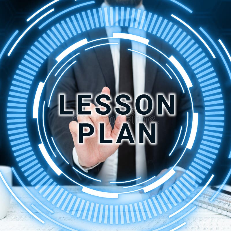 Sign Displaying Lesson Plan. Word for a Teacher S Detailed Description ...