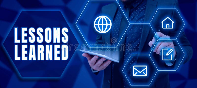 Sign Displaying Lessons Learned. Business Idea Promote Share and Use ...