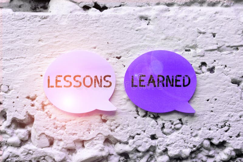 Sign Displaying Lessons Learned. Business Overview Promote Share and ...