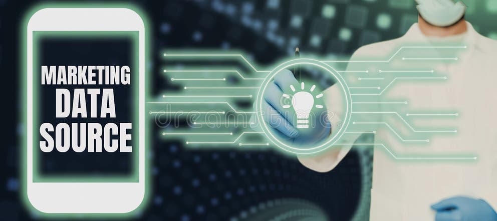 Sign Displaying Marketing Data Source. Word Written on Connection Set ...