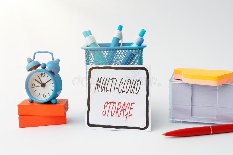 Sign Displaying Multi Cloud Storage. Word Written on Use of Multiple Cloud Computing and Storage ...