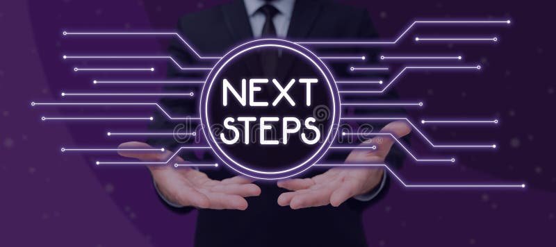 Sign Displaying Next Steps. Conceptual Photo Numper of Process Going To ...