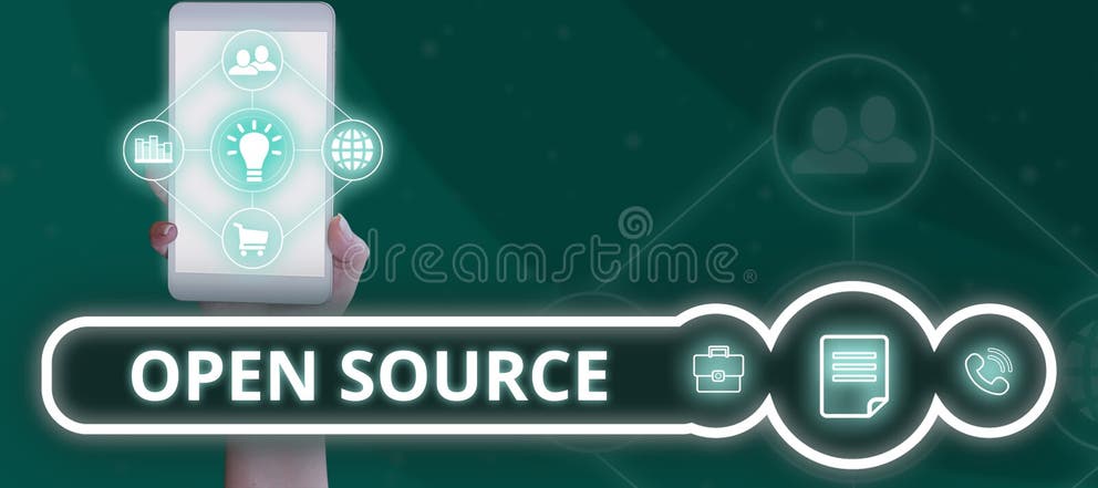 Sign Displaying Open Source. Business Overview Contains the Source Code that Can Be Modified and ...