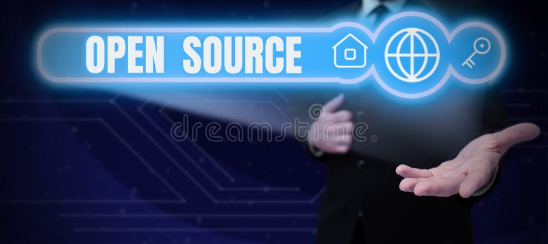 Sign Displaying Open Source Word For Denoting Software Which Original Source Code Freely