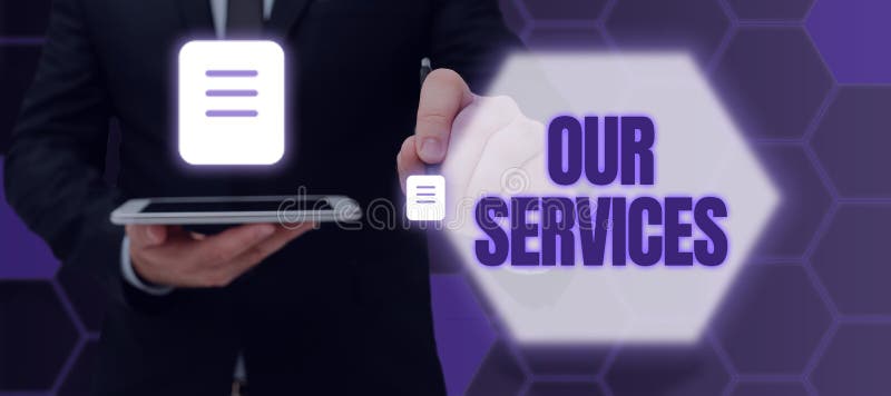 Sign Displaying Our Services. Word Written on the Occupation or ...