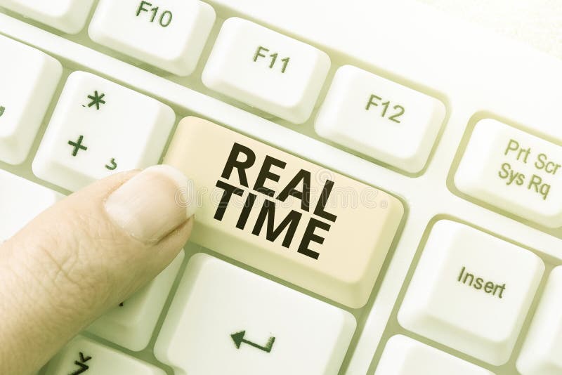 Text Caption Presenting Real Time. Business Overview the Actual Time ...