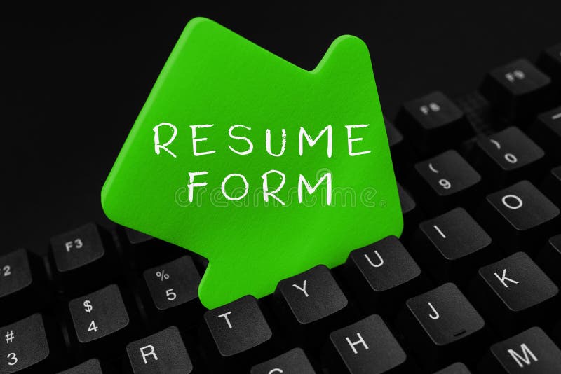 Sign Displaying Resume Form. Word Written on Describe the Layout ...