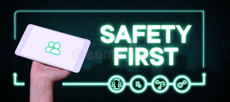 Sign Displaying Safety First. Concept Meaning Avoid Any Unnecessary ... Sign Displaying Safety First. Concept Meaning Avoid Any Unnecessary ...