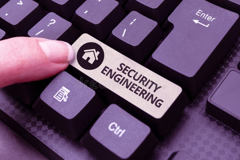 Sign Displaying Security Engineering. Word Written on Focus on the ...