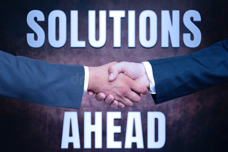 Text Showing Inspiration Solutions Ahead. Business Concept in Advance ...