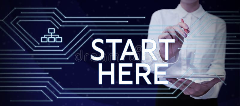 Sign Displaying Start Here. Word for Telling Someone this is Beginning ... Sign Displaying Start Here. Word for Telling Someone this is Beginning ...