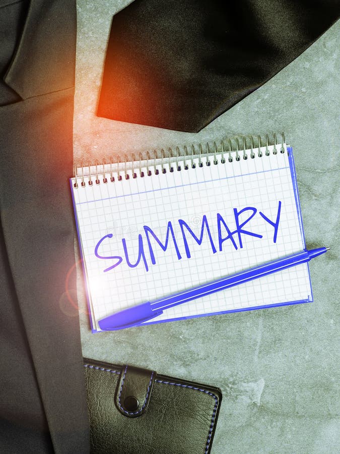 Sign Displaying Summary. Conceptual Photo Brief Statement Abstract ...