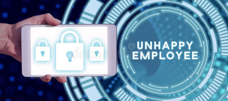 Sign Displaying Unhappy Employee. Word Written on a Workforce Not ...