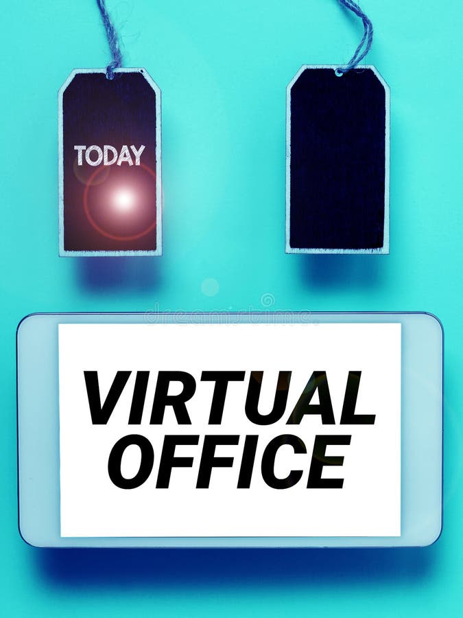 Sign Displaying Virtual Office. Business Showcase Mobile Work ...