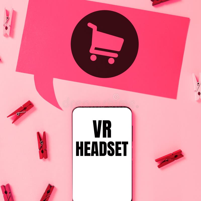 Sign Displaying Vr Headset. Internet Concept Head-mounted Device that ...