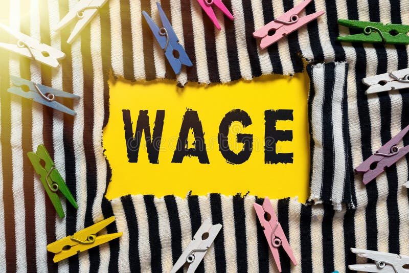 Hand Writing Sign Wage Business Concept Monetary Compensation Paid By