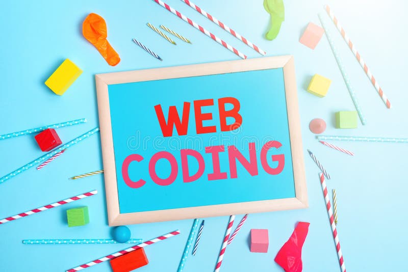 Sign Displaying Web Coding Word Written On A System Of Symbols And Rules Used To Represent