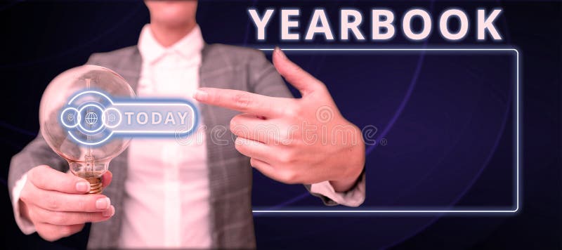 Sign Displaying Yearbook. Concept Meaning Publication Compiled by ...