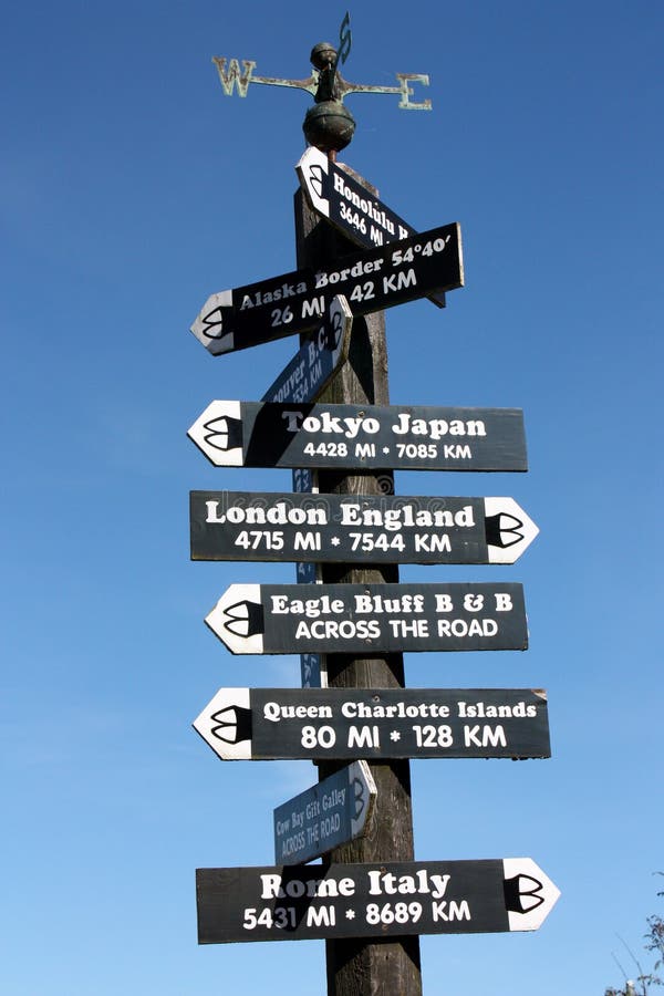 Sign with Distances stock photo. Image of canada, british - 27624230
