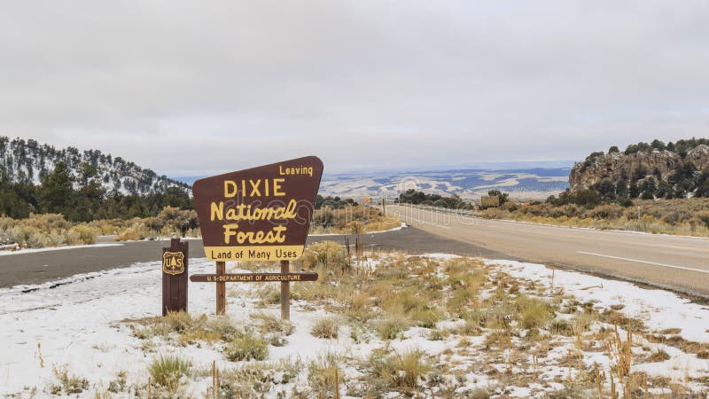 Sign of Dixie National Forest in a Cloudy Day Stock Image - Image of ...