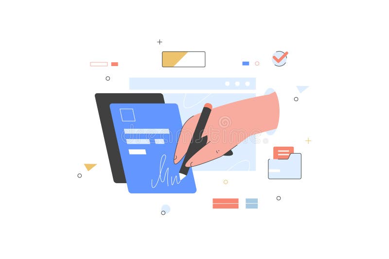 Businessman Sign on Document Flat Vector Illustration. Agreement ...