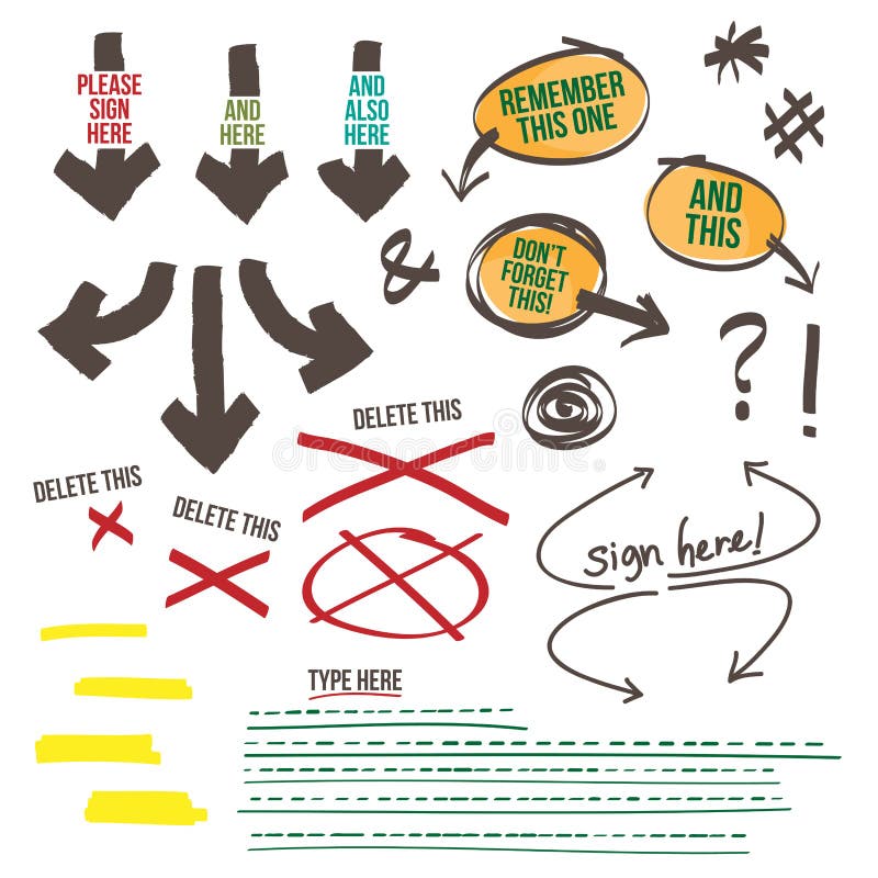 Sign Document Reminder Design Elements Stock Vector - Illustration of ...