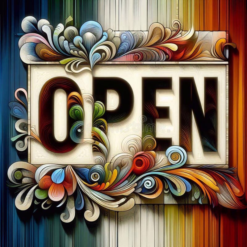 Sign on the Door "Open". Generated AI Stock Illustration - Illustration ...