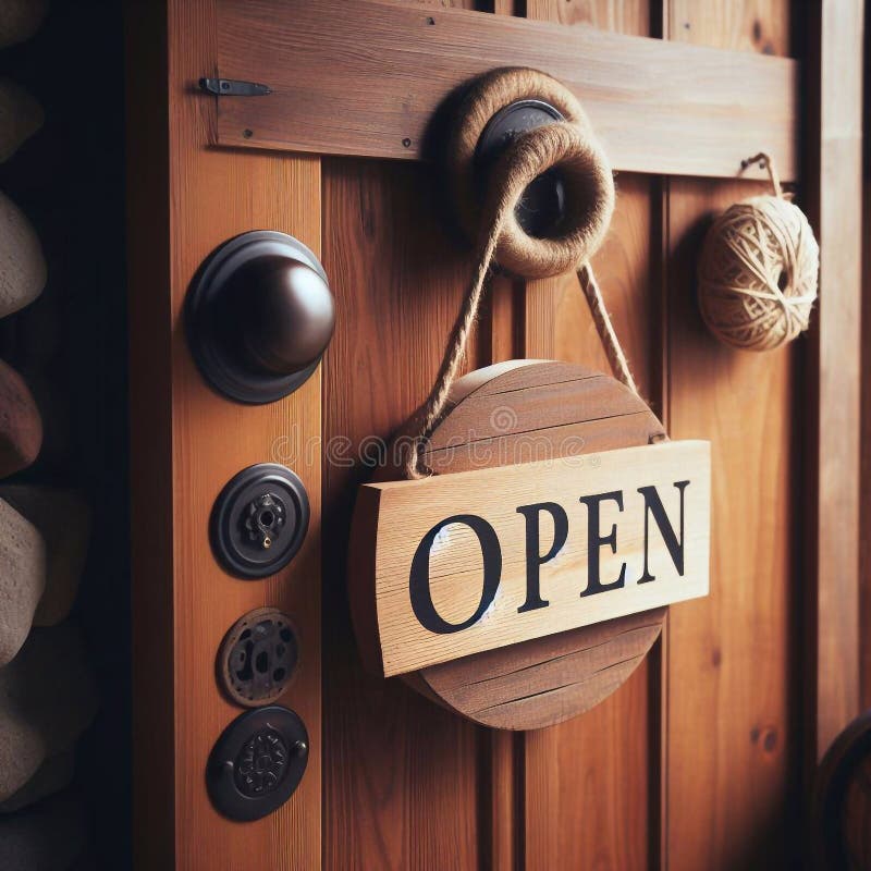Sign on the Door "Open". Generated AI Stock Illustration - Illustration ...