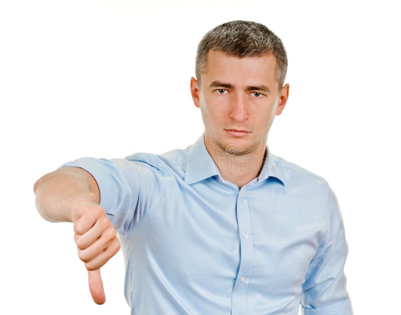Man thumbs down stock photo. Image of brunet, reject - 36608598