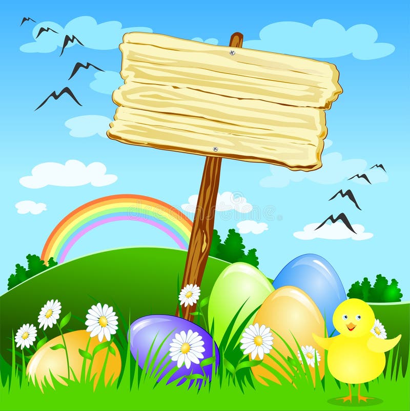 Sign with easter elements stock illustration. Illustration of easter ...
